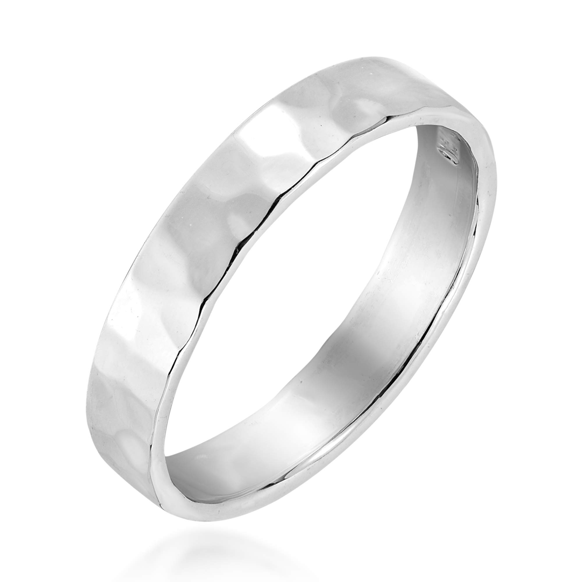 AeraVida Handcrafted Hammer Marks Textured Band Sterling Silver Ring (7)