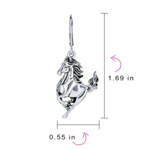 Equestrian Equine Gift Cowgirl Dangle Galloping Horse Earrings Western Jewelry For Women Teen .925 Sterling Silver Lever back