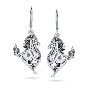 Equestrian Equine Gift Cowgirl Dangle Galloping Horse Earrings Western Jewelry For Women Teen .925 Sterling Silver Lever back