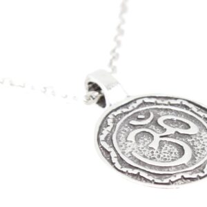 Trilogy Jewelry Pewter Circle Ohm Om Yoga Buddha Namaste High Polish Pendant on 3mm Cable Link Chain