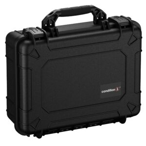 condition 1 20" large hard case lockable storage box, waterproof tough plastic case protective luggage for camera, tactical gear, made in usa, 227, 19.75"x15.75"x7.5" black