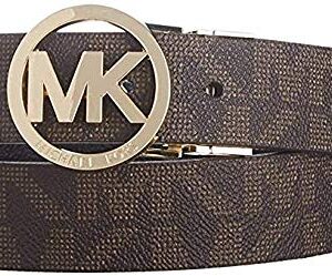 Michael Kors Mk Signature Monogram Belt and Buckle Reversible, Chocolate, Medium