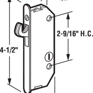 Prime-Line E 2171 2-9/16 In. Steel, Round-Faced Mortise Latch with Vertical Keyway (Single Pack)