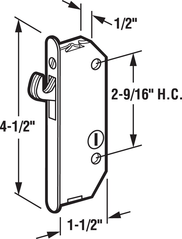 Prime-Line E 2171 2-9/16 In. Steel, Round-Faced Mortise Latch with Vertical Keyway (Single Pack)