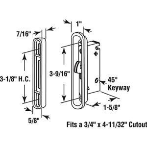 Prime-Line E 2487 3-9/16 In., Steel, Mortise Lock and Keeper (1 Set)