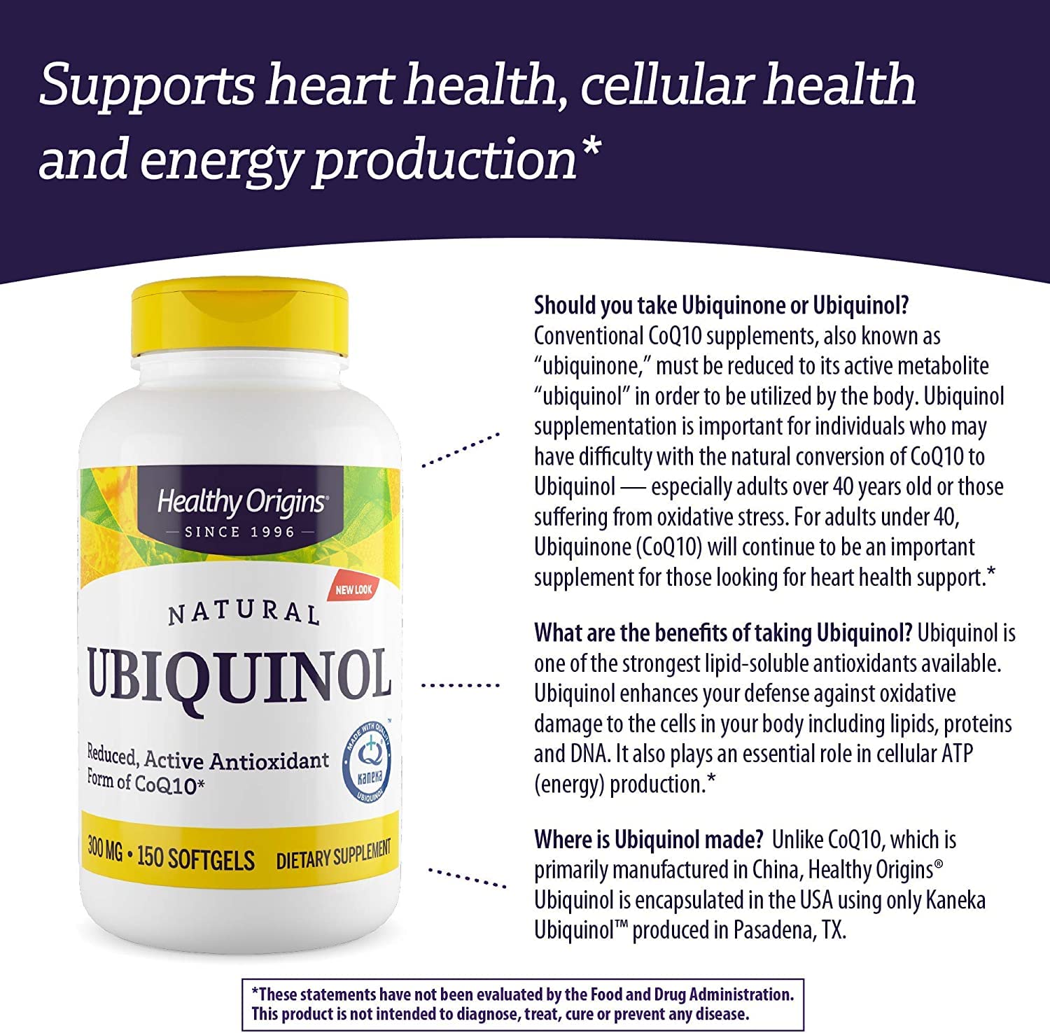 Healthy Origins Ubiquinol (Active form of CoQ10), 300 mg - Activated Form of CoQ10 - Kaneka Ubiquinol Supplements for Heart Health & Antioxidant Support - Gluten-Free & Non-GMO - 150 Softgels