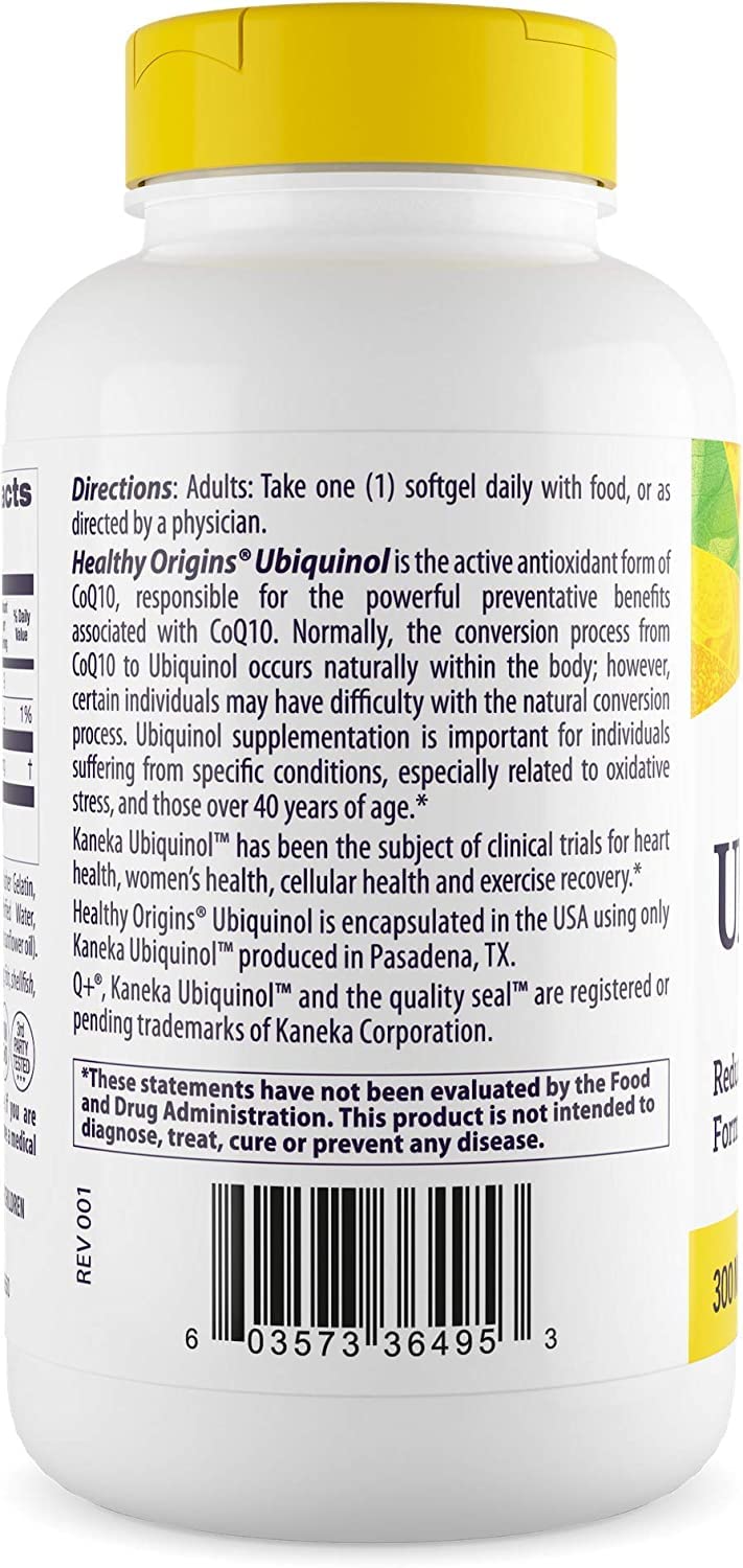 Healthy Origins Ubiquinol (Active form of CoQ10), 300 mg - Activated Form of CoQ10 - Kaneka Ubiquinol Supplements for Heart Health & Antioxidant Support - Gluten-Free & Non-GMO - 150 Softgels