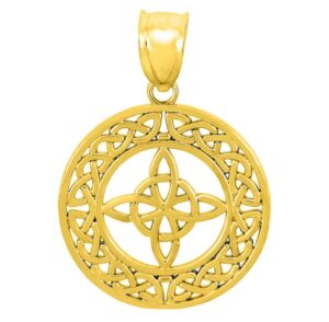 14k gold round trinity pendant