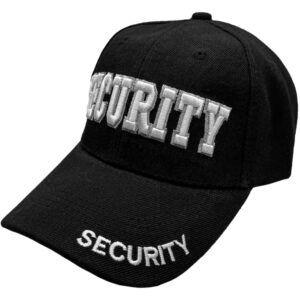 mens security hat baseball ball cap black embroidered adjustable 100% cotton