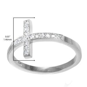 14K White Gold 1/10 Cttw Diamond Accented Sideways Cross Ring (J-K Color, I1-I2 Clarity) - Size 7-1/4