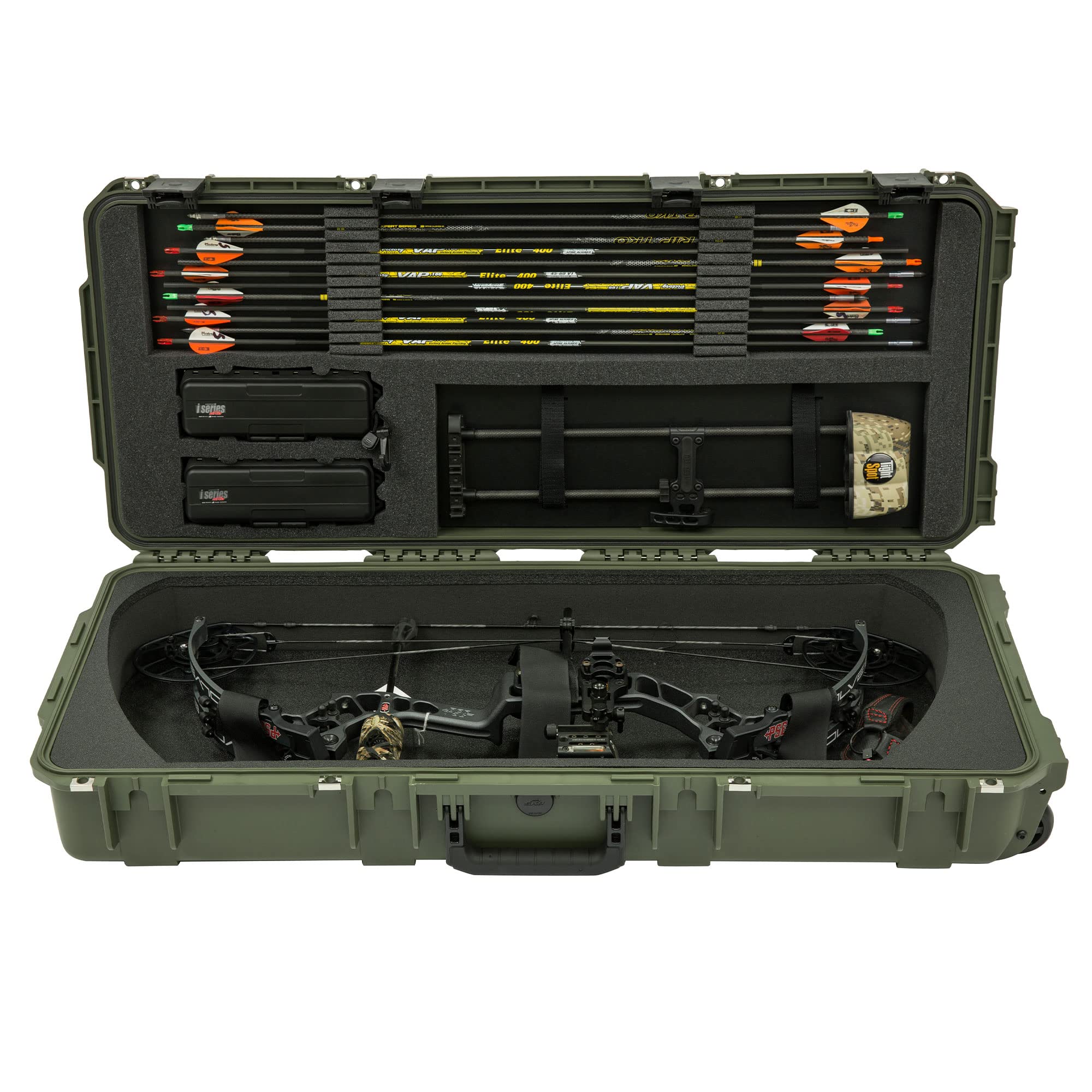 SKB Cases iSeries Utility Crossbow Hard Case Exterior for Bow and Arrow with Wheels, Swivel Handle & Release Latches, Archery Accessories, Green