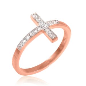 14k rose gold sideways cross ring with diamonds (8)