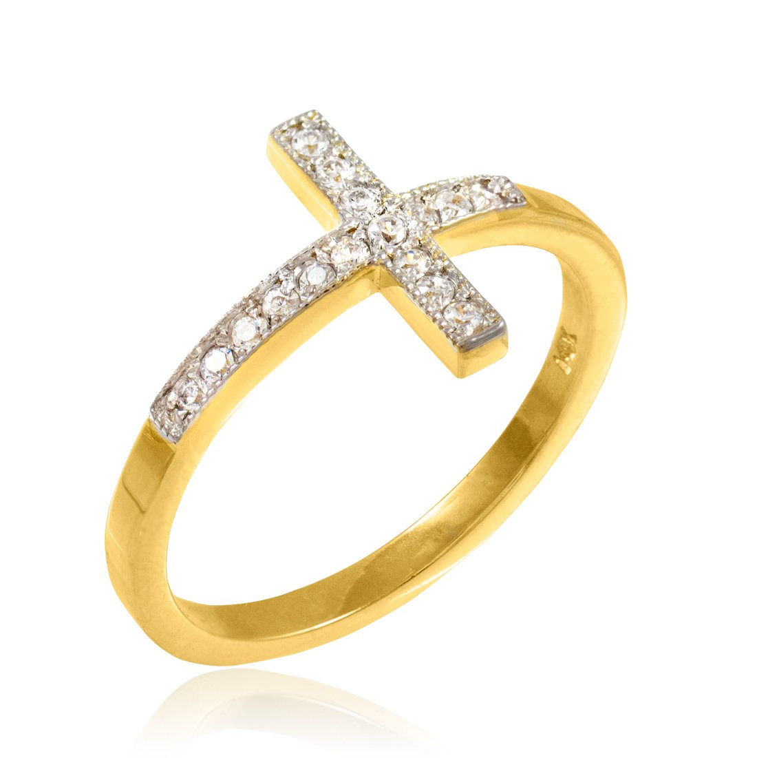 10k Gold CZ Sideways Cross Ring (8)