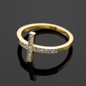 10k Gold CZ Sideways Cross Ring (8)