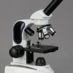 AmScope M158B-2L Cordless Compound Monocular Microscope, WF10x and WF20x Eyepieces, 40x-800x Magnification, Upper and Lower LED Illumination with Rheostat, Brightfield, Single-Lens Condenser, Coaxial Coarse and Fine Focus, Plain Stage, 110V or Battery-Pow