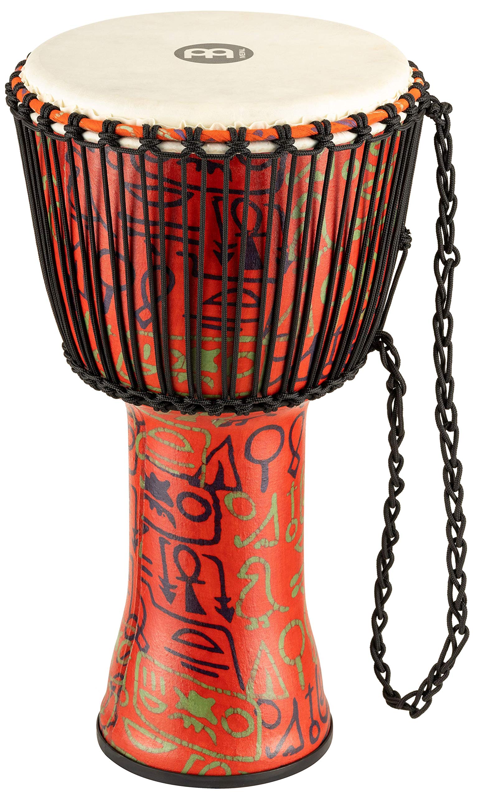 Travel Djembe Hand Drum Circle Instrument, Synthetic Shell and Goat Skin Head — NOT MADE IN CHINA — African Mali Weave Rope Tuning, 2-YEAR WARRANTY