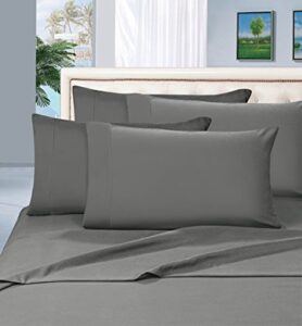 elegant comfort luxurious bed sheets set on amazon 1500 premier wrinkle,fade and stain resistant 4-piece bed sheet set, deep pocket, queen grey