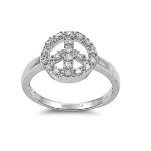 CloseoutWarehouse Cubic Zirconia Peace Sign Ring Sterling Silver Size 9