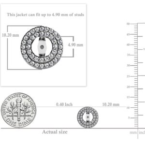 Dazzlingrock Collection - 0.50 Carat (ctw) Round White Diamond Round Shape Double Row Removable Jackets for Stud Earrings 1/2 CT, 14K White Gold