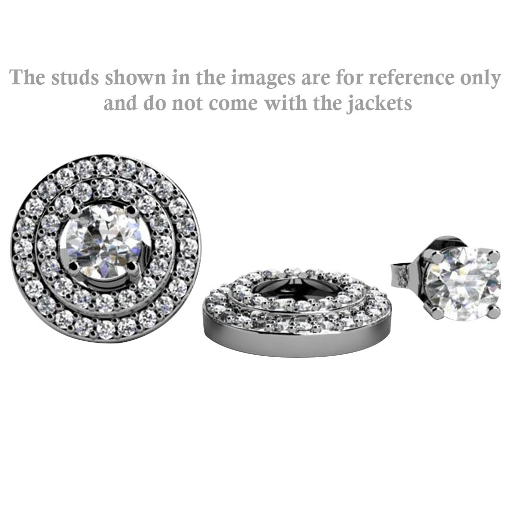 Dazzlingrock Collection - 0.50 Carat (ctw) Round White Diamond Round Shape Double Row Removable Jackets for Stud Earrings 1/2 CT, 14K White Gold