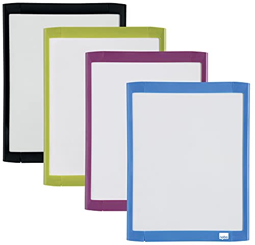 Nobo 1903816 Mini Magnetic Whiteboard with Coloured Frame, Dry Wipe, Wall Mountable, Includes Whiteboard Pen, Magnets, Eraser & Foam Adhesive Mounting Pads,Light Blue,216 x 280 mm