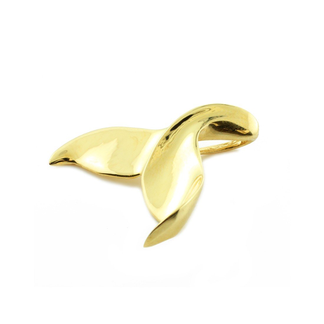 14k Gold Fluke Charm Whale Tail Pendant