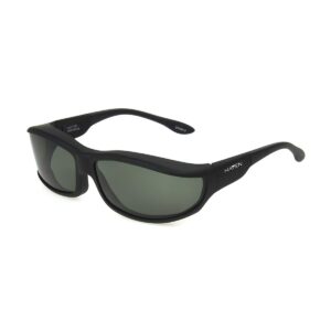 dioptics haven-hunter polarized rectangular fits over sunglasses, black, 82 mm