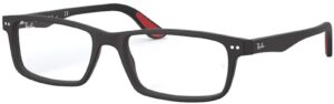 ray-ban rx5277 rectangular prescription eyeglass frames, sand black/demo lens, 54 mm