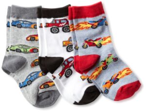 jefferies socks boys speedy car pattern crew socks 3 pair pack, speedy, small