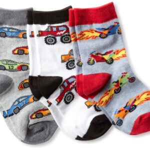 Jefferies Socks Boys Speedy Car Pattern Crew Socks 3 Pair Pack, Speedy, Small