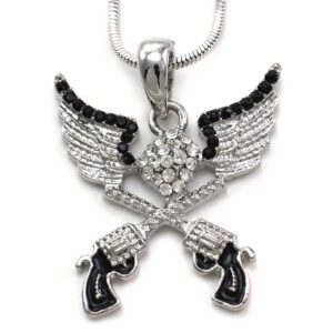 soulbreezecollection angel wings revolver pistol hand gun pendant necklace charm