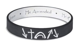 cb jesus christ he came he died he arose witness reversible 8 inch stretchable wristband bracelet (black)