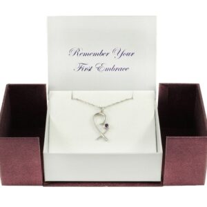 The Mommy Pendant - Silver Mother Child Necklace with (January) Birthstone Garnet – Designer Gift Box - Mother's Day, Christmas, Push Present, wife, mom