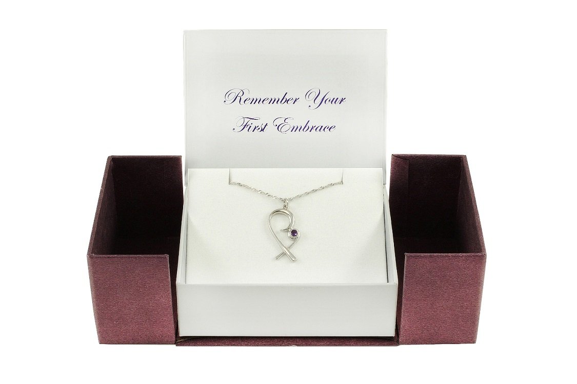 The Mommy Pendant - Silver Mother Child Necklace with (January) Birthstone Garnet – Designer Gift Box - Mother's Day, Christmas, Push Present, wife, mom