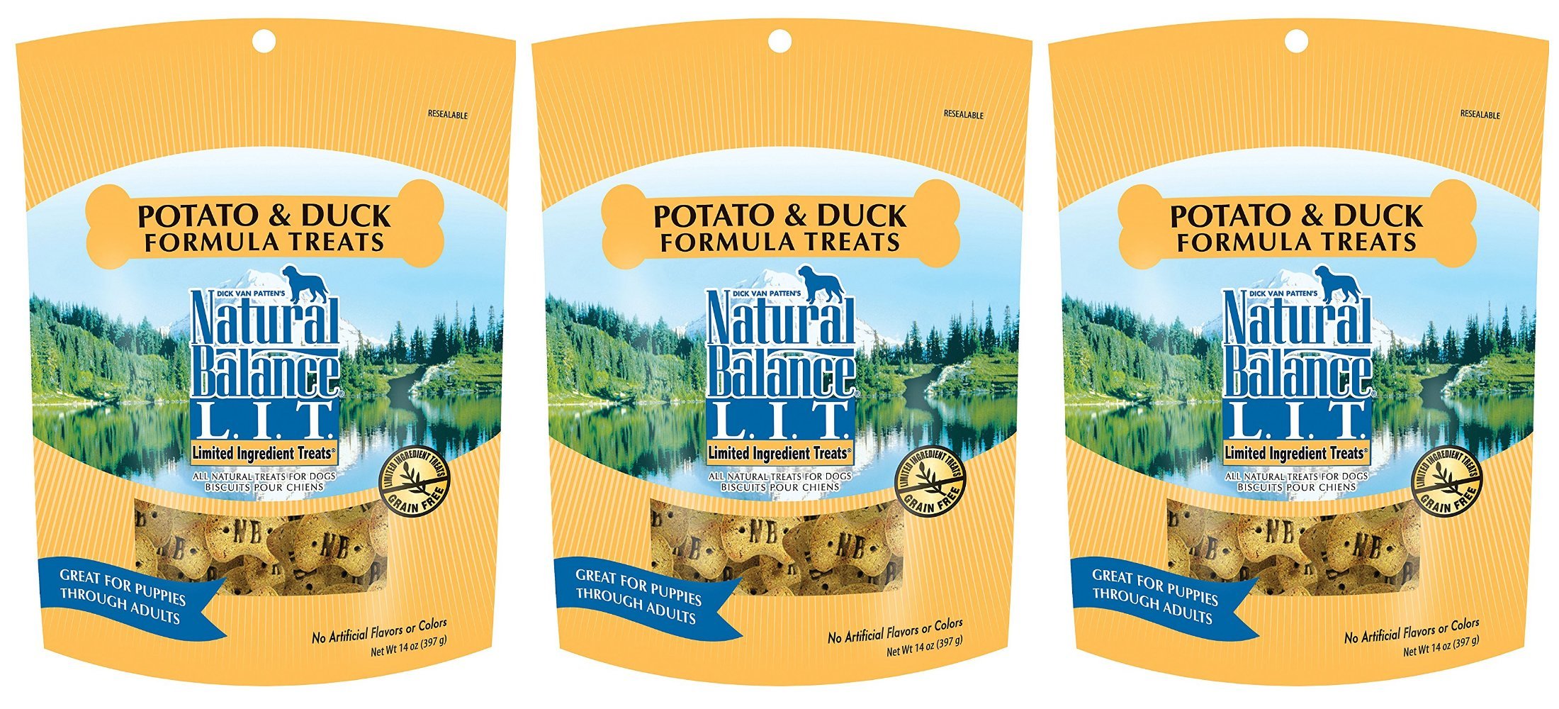 Natural Balance Limited Ingredient Dog Treats Potato & Duck Formula, 14 oz, 3 Pack