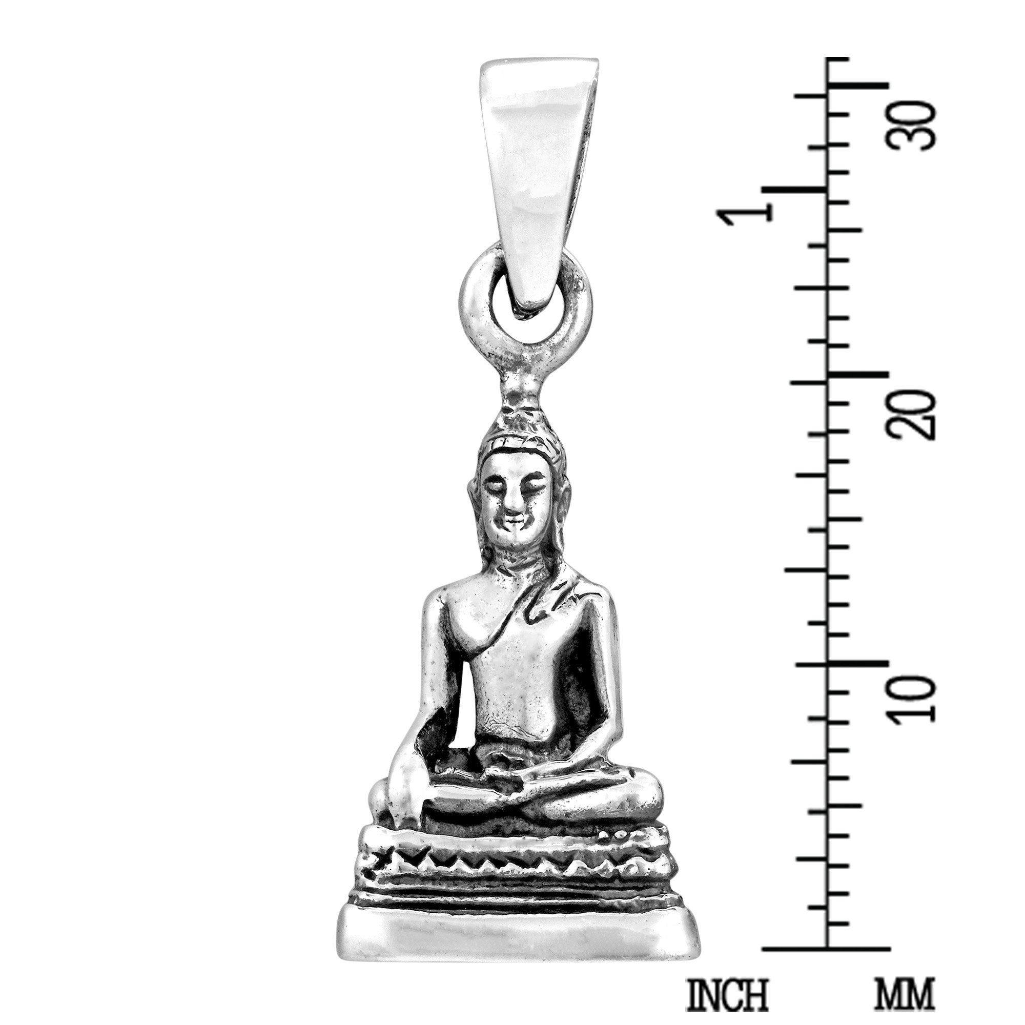 AeraVida Buddha Image in Meditating Posture .925 Sterling Silver Pendant | Silver Buddha Pendant For Women | Sterling Silver Buddha Pendant | Sterling Silver Pendant