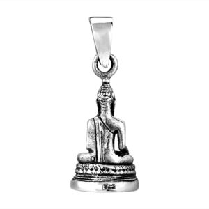 AeraVida Buddha Image in Meditating Posture .925 Sterling Silver Pendant | Silver Buddha Pendant For Women | Sterling Silver Buddha Pendant | Sterling Silver Pendant