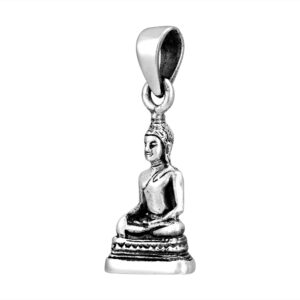 AeraVida Buddha Image in Meditating Posture .925 Sterling Silver Pendant | Silver Buddha Pendant For Women | Sterling Silver Buddha Pendant | Sterling Silver Pendant