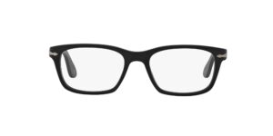 persol po3012v square prescription eyewear frames, matte black/demo lens, 52 mm