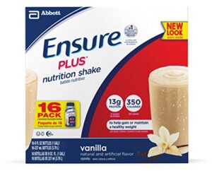 ensure plus nutrition shake, vanilla, 8 ounces, 16 count