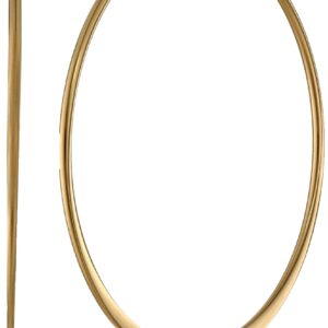 Amazon Essentials Yellow Gold Plated Stainless Steel Flattened Hoop Earrings (60mm) (previously Amazon Collection)