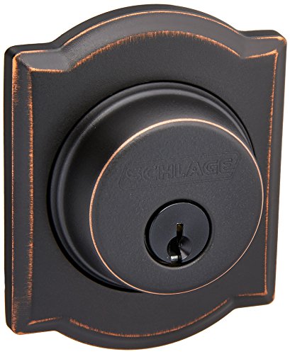 Schlage Lock Company B60CAM716 Single Cylinder Grade 1 Deadbolt with Decorative Camelot Rose, Aged Bronze