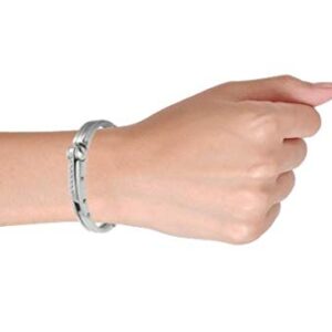 Bling Jewelry Biker Handcuff For Mens For Women Bracelet Bangle Cubic Zirconia Accent Silver Tone Stainless Steel