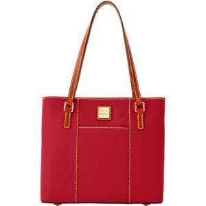 dooney & bourke women's small lexington tote in pebble grain leather, handbag with long leather shoulder straps, red