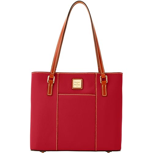 Dooney & Bourke Women's Small Lexington Tote in Pebble Grain Leather, Handbag with Long Leather Shoulder Straps, Red