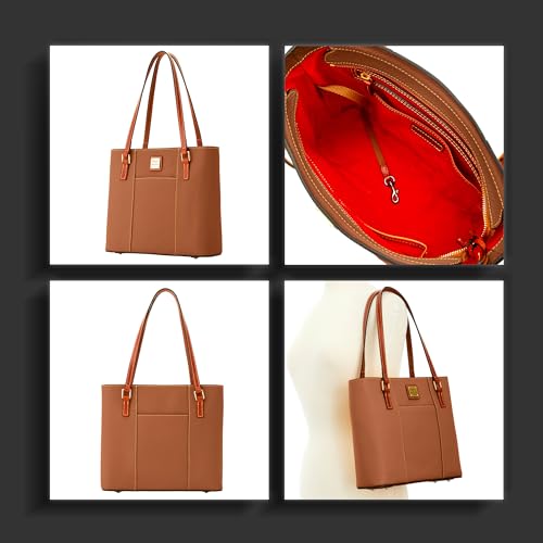 Dooney & Bourke Women's Small Lexington Tote in Pebble Grain Leather, Handbag with Long Leather Shoulder Straps, Red