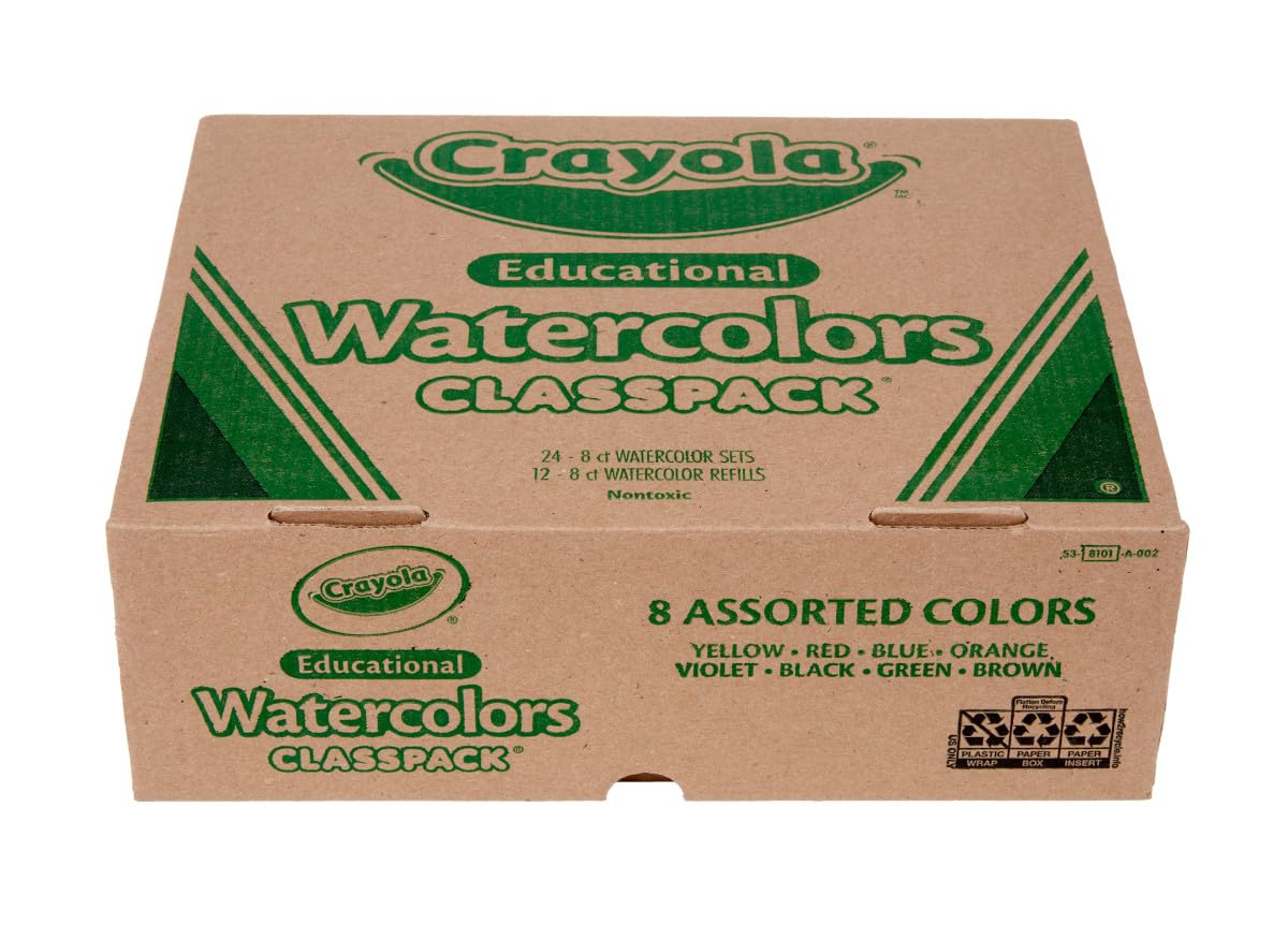 Crayola Watercolors Classpack, Bulk Paint Set For Kids, 24 Trays & 12 Refills, School Supplies