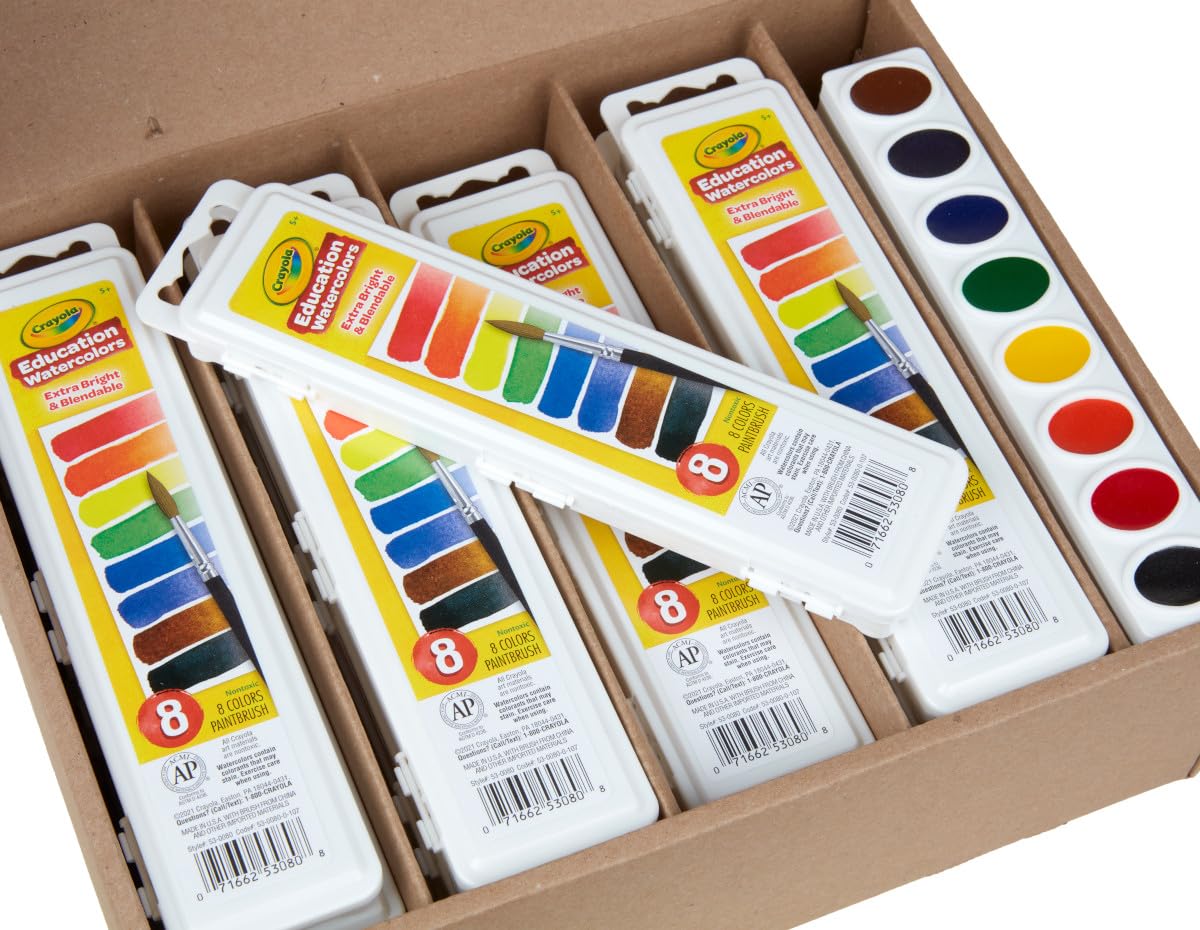 Crayola Watercolors Classpack, Bulk Paint Set For Kids, 24 Trays & 12 Refills, School Supplies