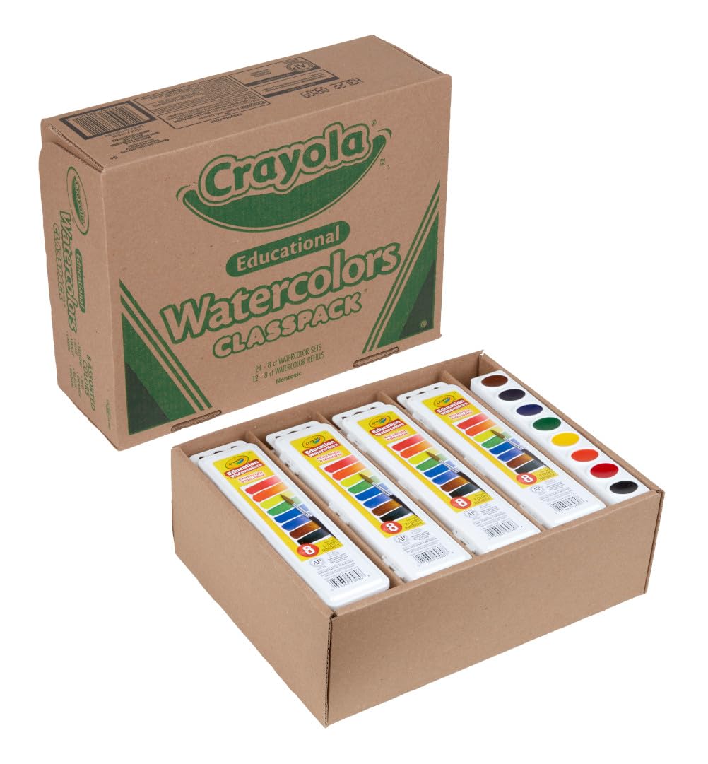 Crayola Watercolors Classpack, Bulk Paint Set For Kids, 24 Trays & 12 Refills, School Supplies