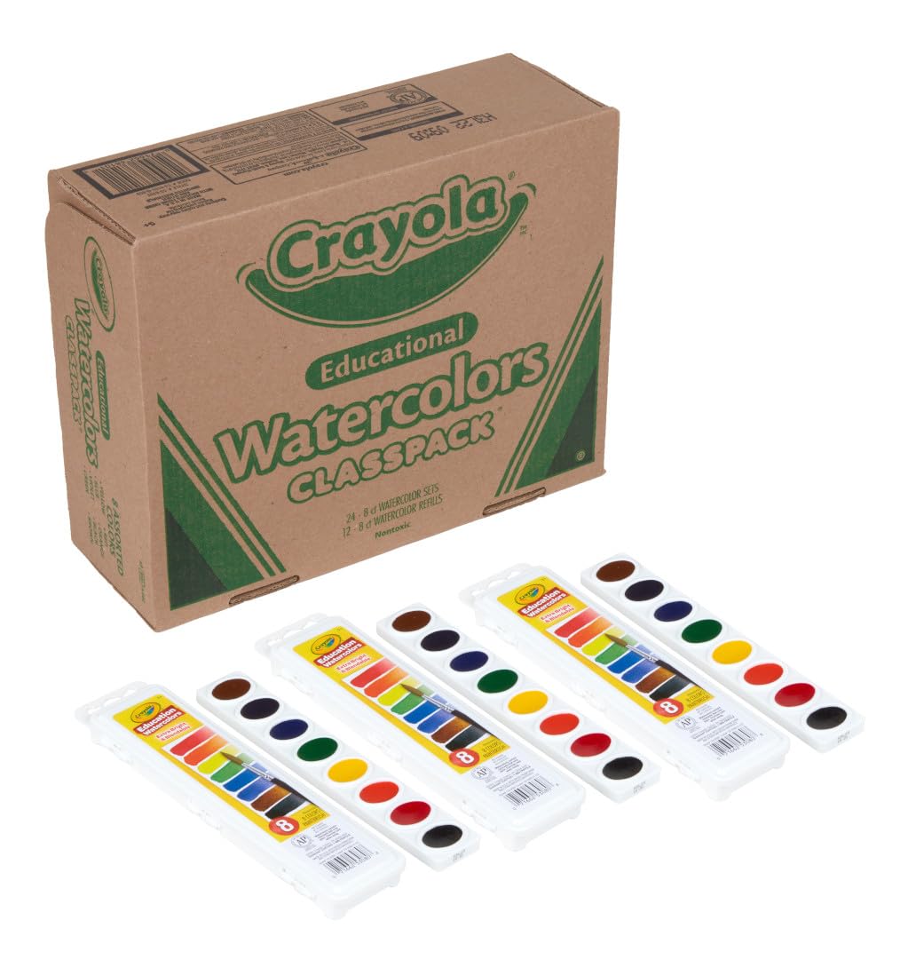 Crayola Watercolors Classpack, Bulk Paint Set For Kids, 24 Trays & 12 Refills, School Supplies